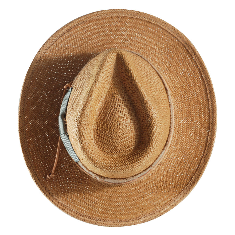Geoffery Straw Fedora Hat – khaki (Includes All The Accessories) – NONOHATS